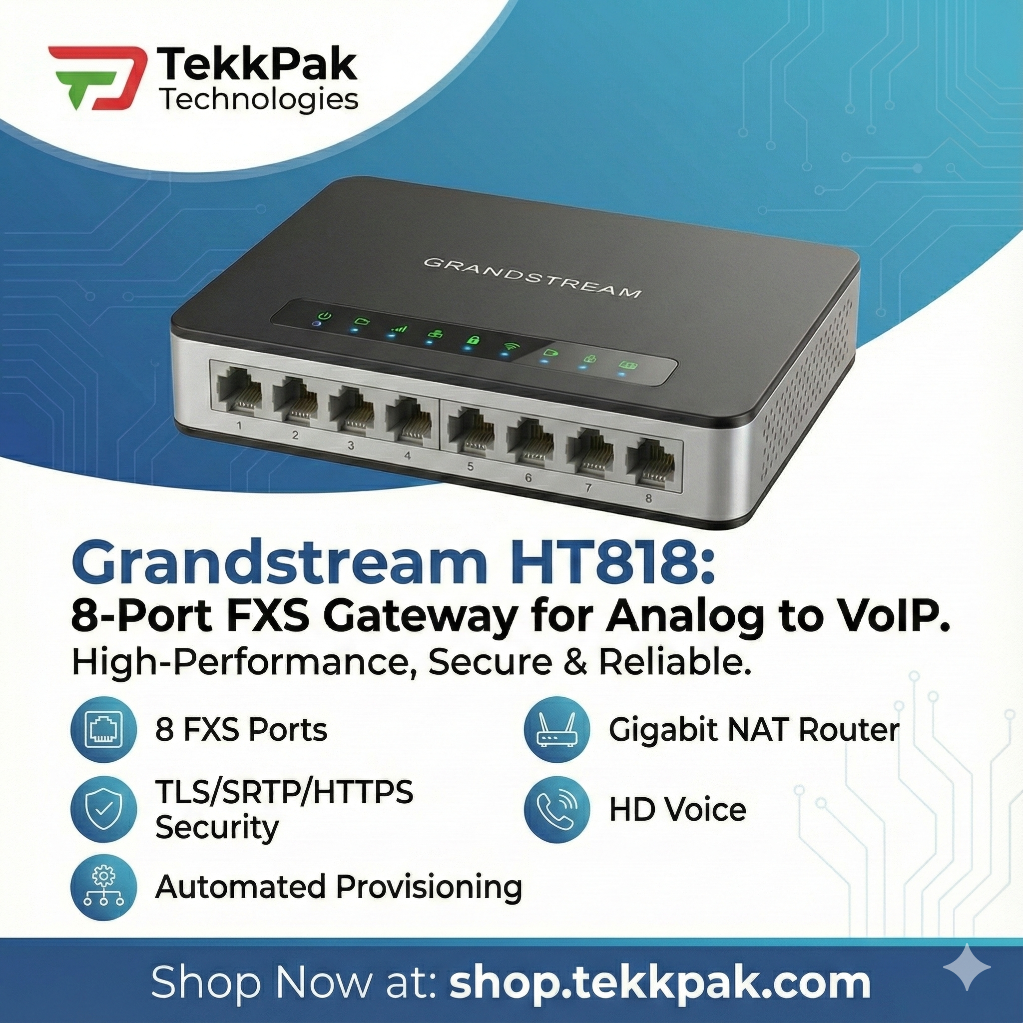 Grandstream HT818 8-Port FXS Gateway Price in Pakistan – The TekkPak Store